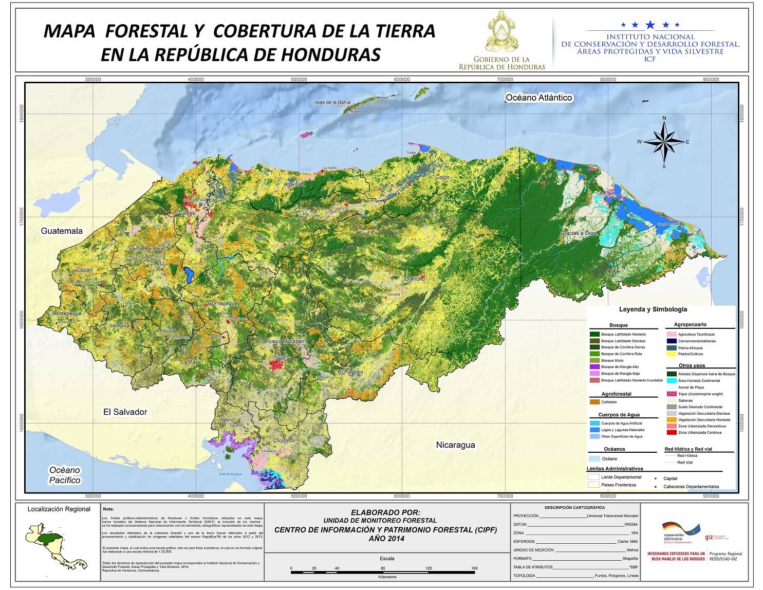 El mapa forestal de Honduras (Datos interesantes de los bosques)